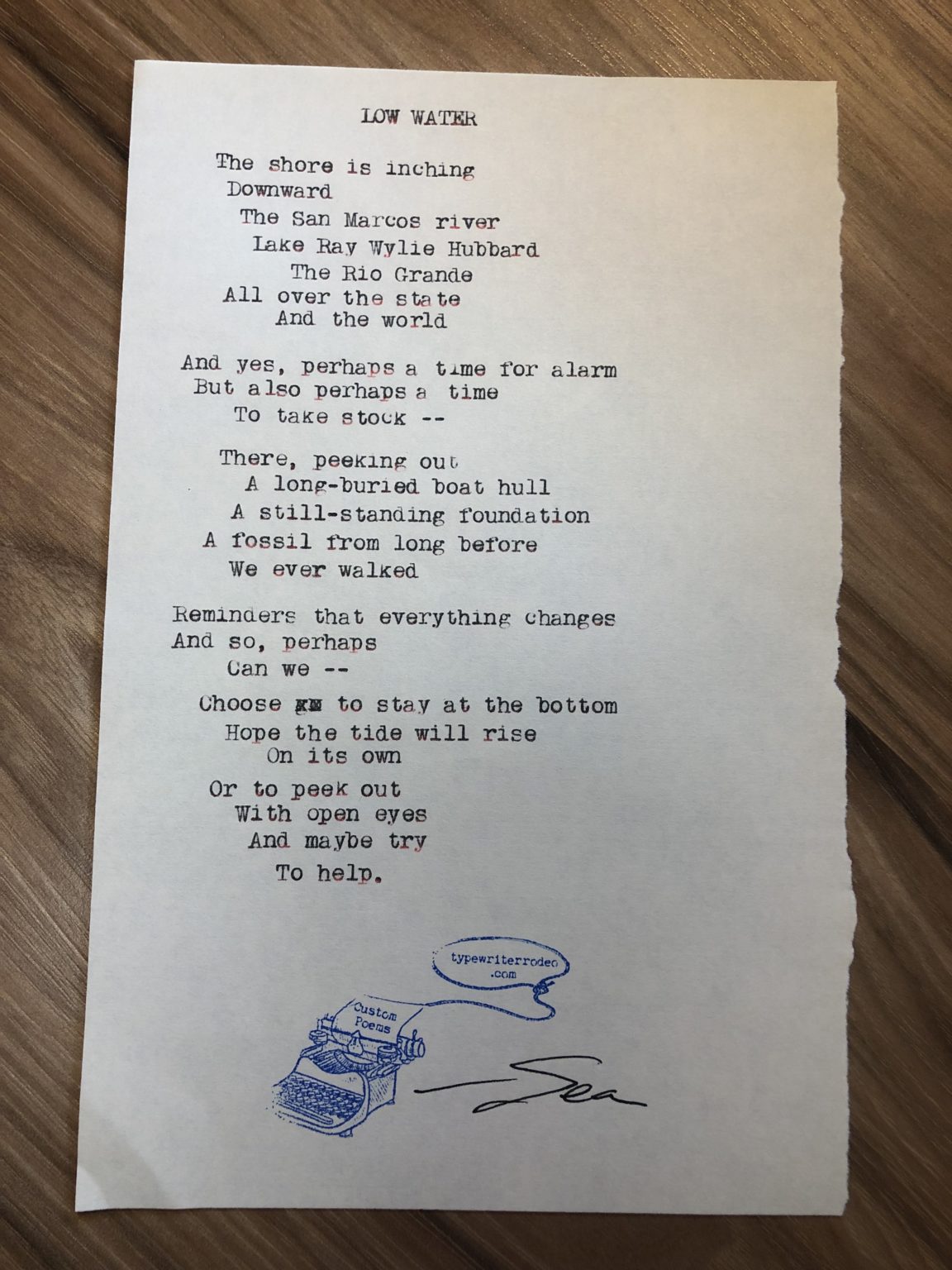 Typewriter Rodeo: Low Water | Texas Standard