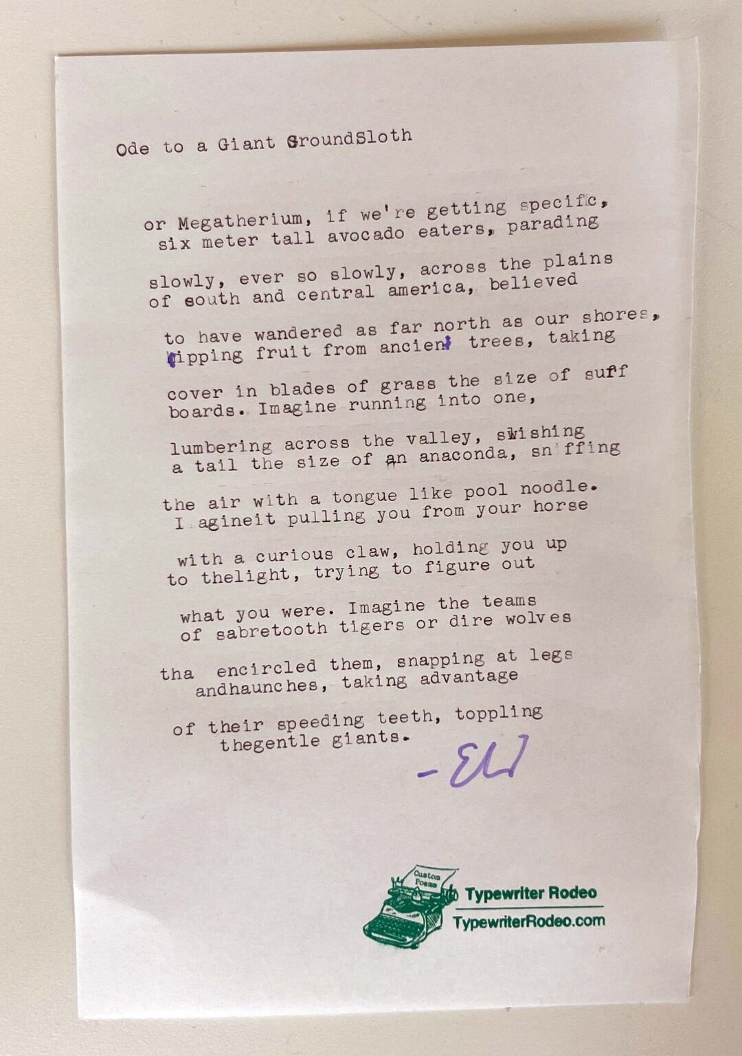 Typewriter Rodeo: Ode to a Giant Ground Sloth | Texas Standard